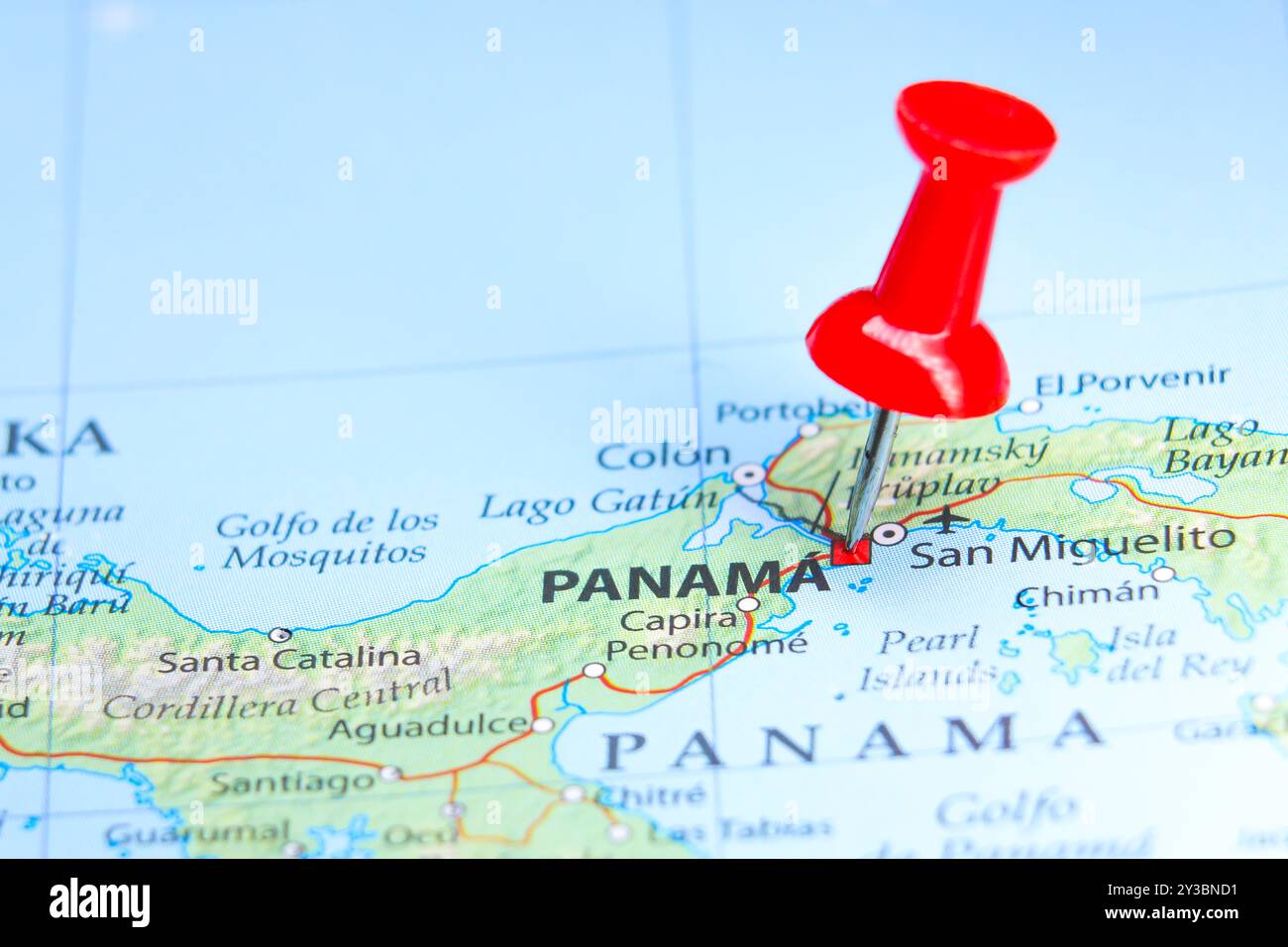 Panama capital city of Panama pinned on map Stock Photo - Alamy