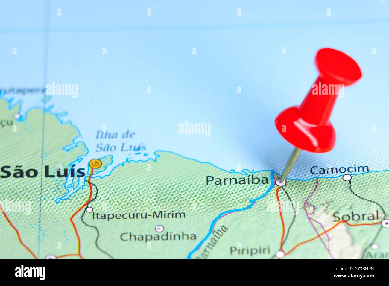 Parnaiba, Brazil pin on map Stock Photo - Alamy