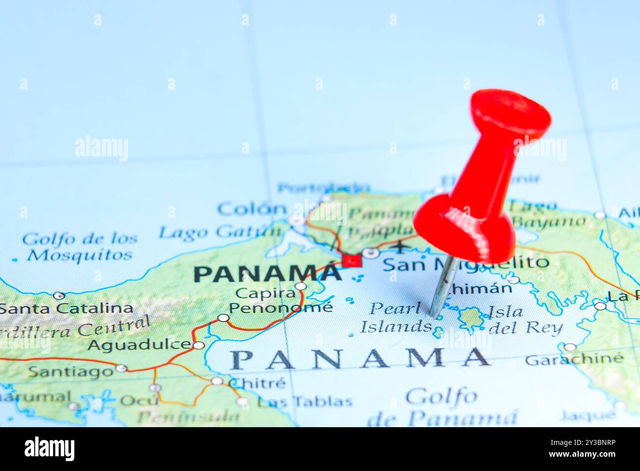 Pearl Islands, Panama pin on map Stock Photo - Alamy