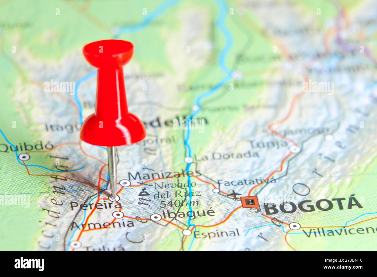 Pereira, Colombia pin on map Stock Photo - Alamy