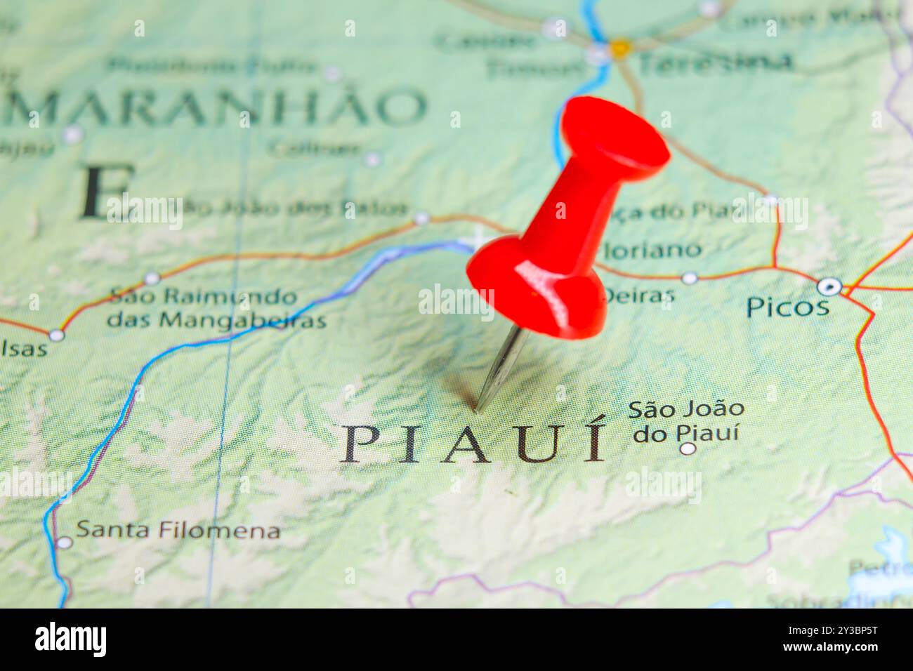 Piaui, Brazil pin on map Stock Photo - Alamy