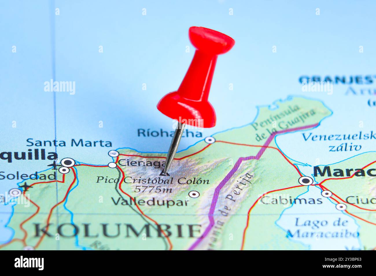 Pico Cristobal Colon, Colombia pin on map Stock Photo - Alamy