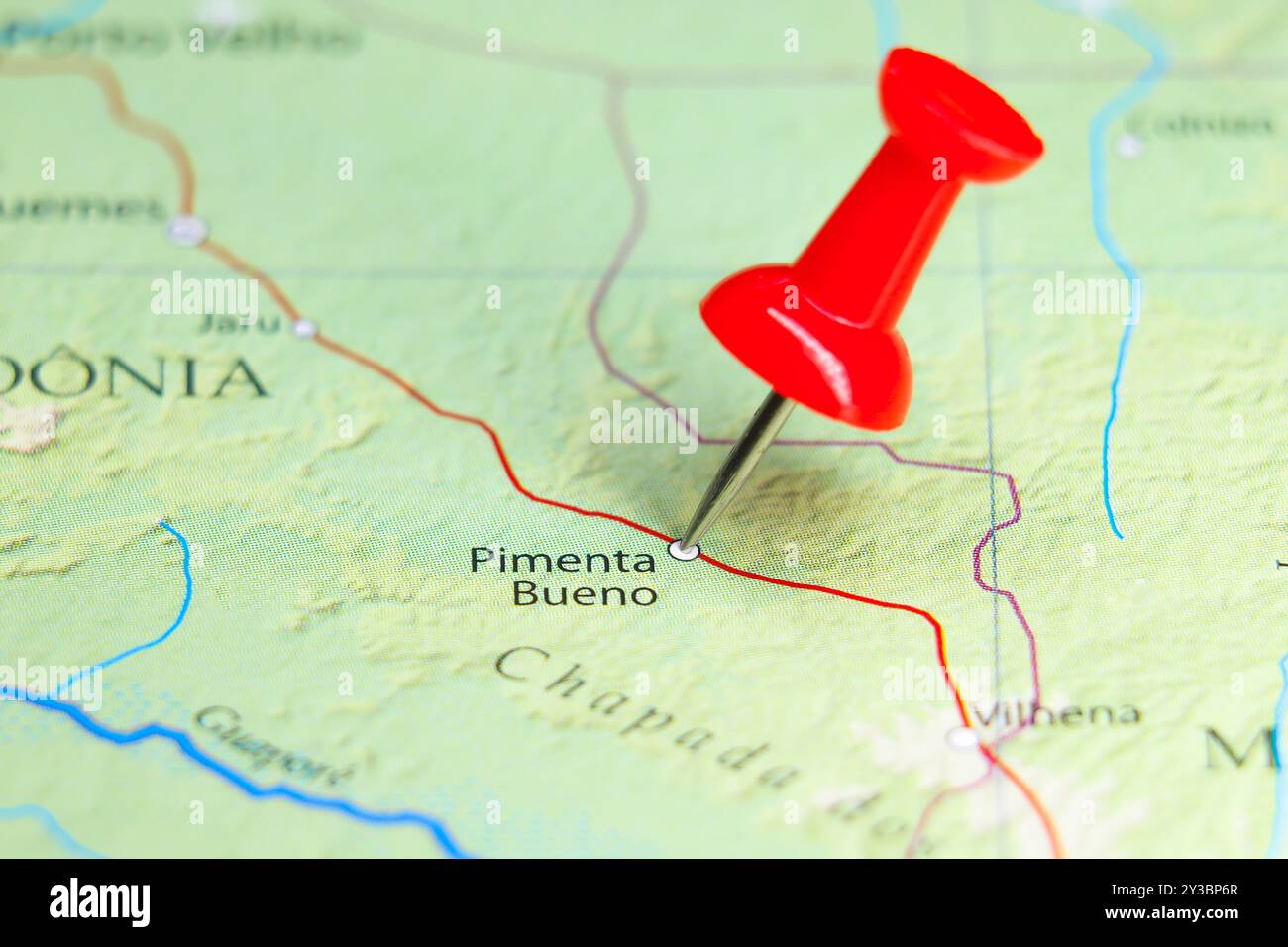 Pimenta Bueno, Brazil pin on map Stock Photo - Alamy