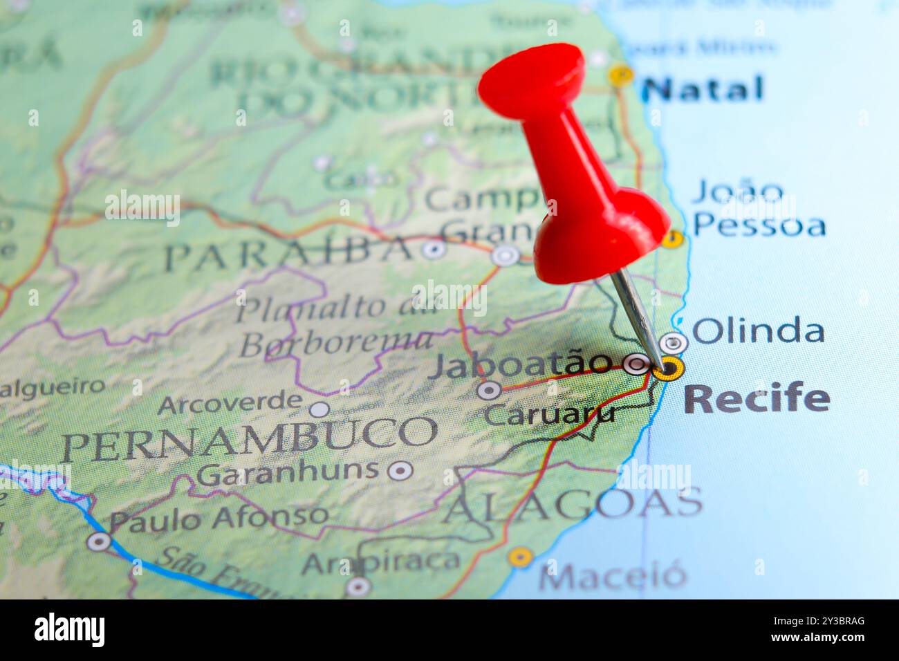 Recife, Brazil pin on map Stock Photo - Alamy