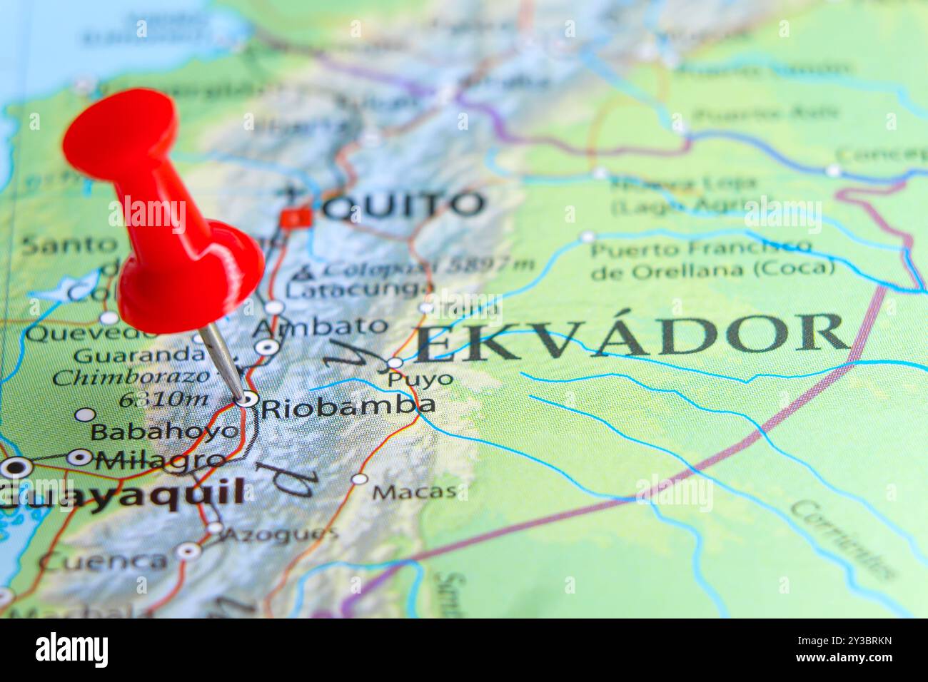 Riobamba, Ecuador pin on map Stock Photo - Alamy