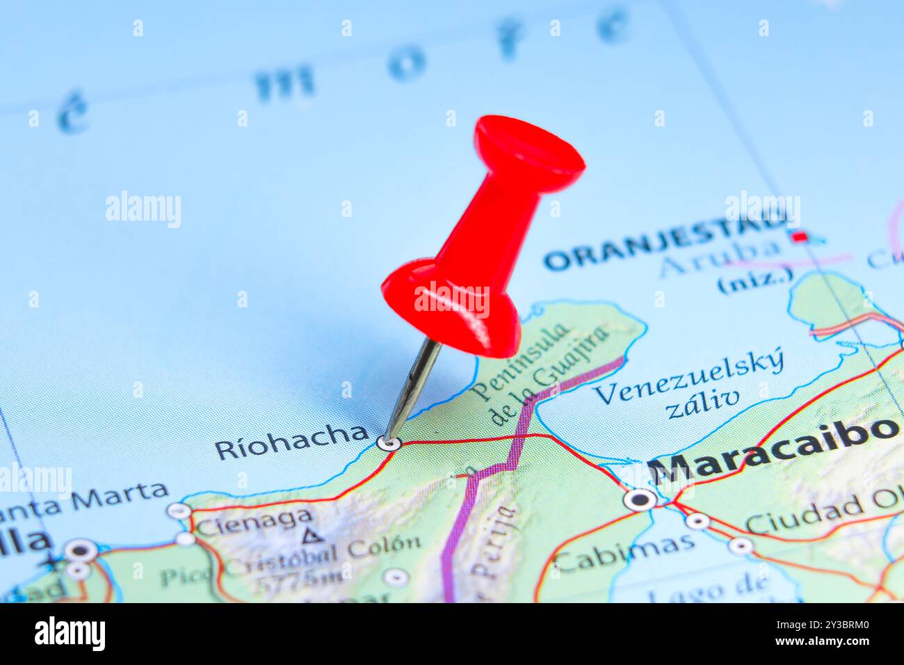 Riohacha, Colombia pin on map Stock Photo - Alamy