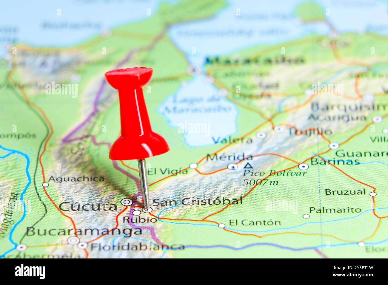 San Cristobal, Venezuela pin on map Stock Photo - Alamy