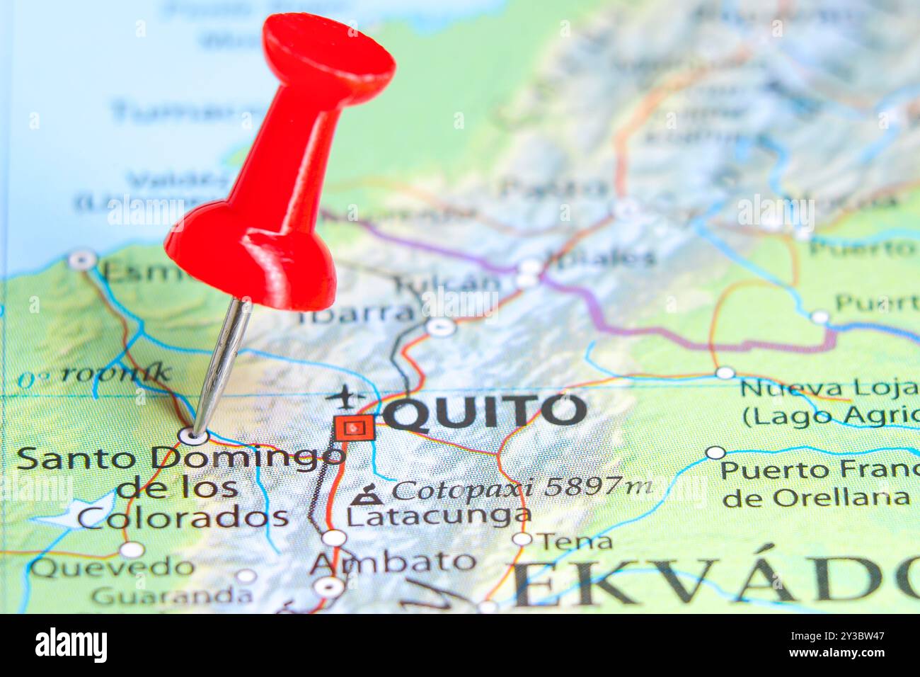 Santo Domingo de los Colorados, Ecuador pin on map Stock Photo - Alamy