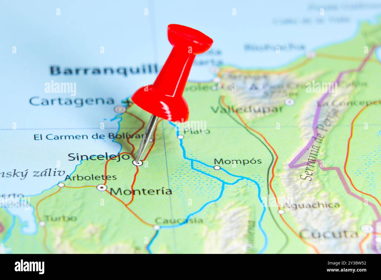 Sincelejo, Colombia pin on map Stock Photo - Alamy
