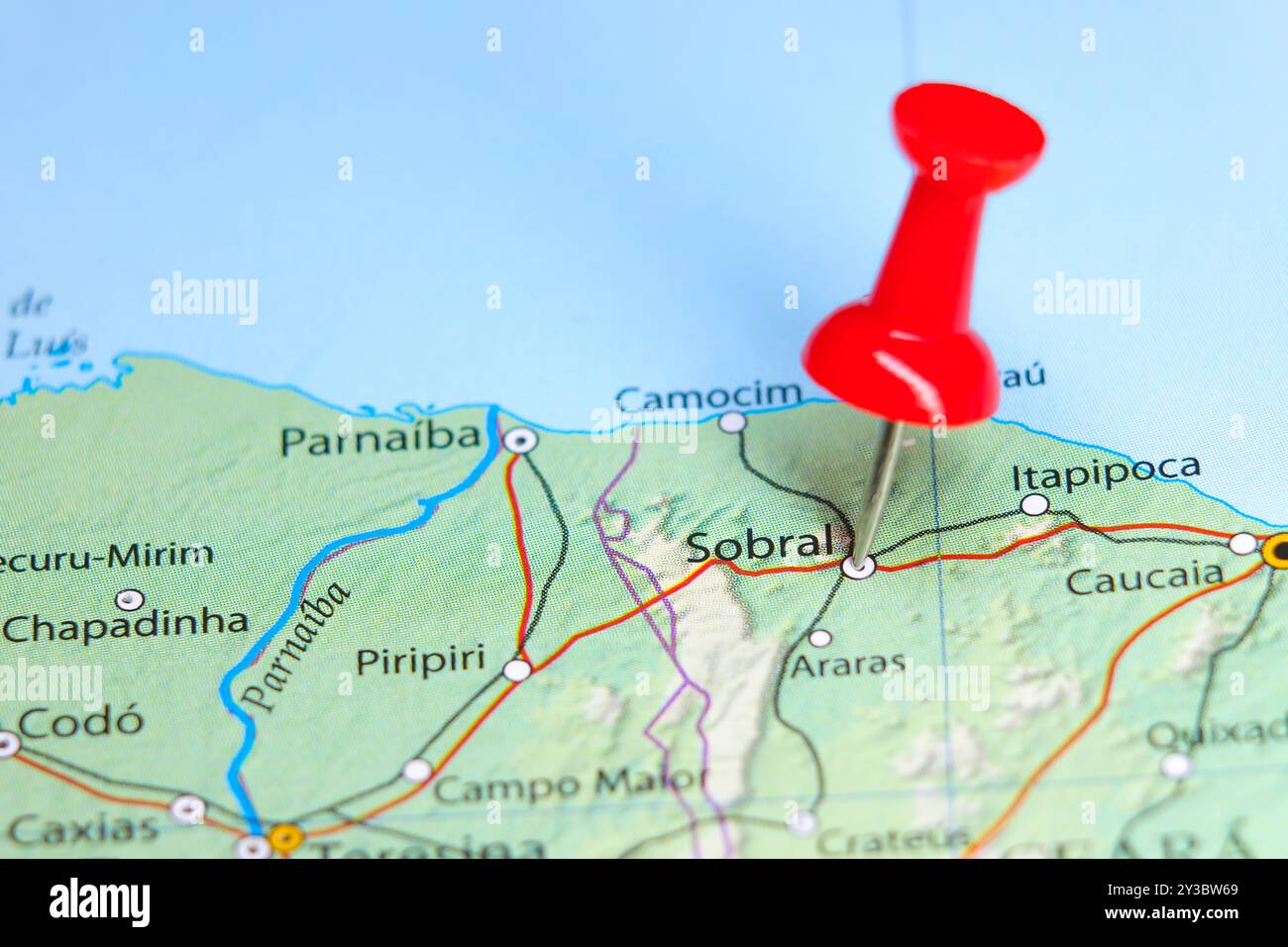 Sobral, Ceara, Brazil pin on map Stock Photo - Alamy