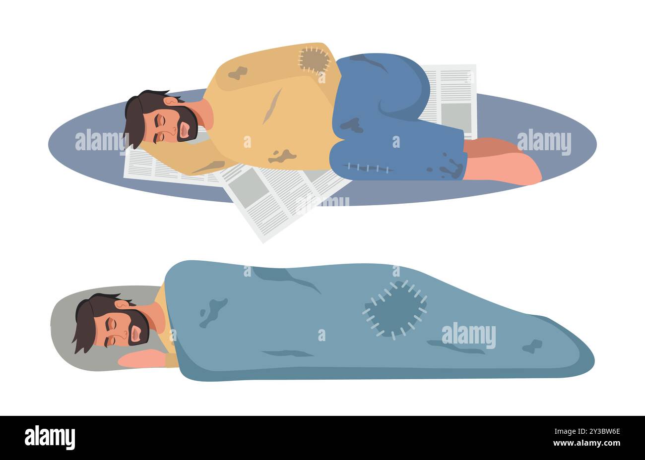 Homeless poor man sleeping on street floor, needy guy lying on ...