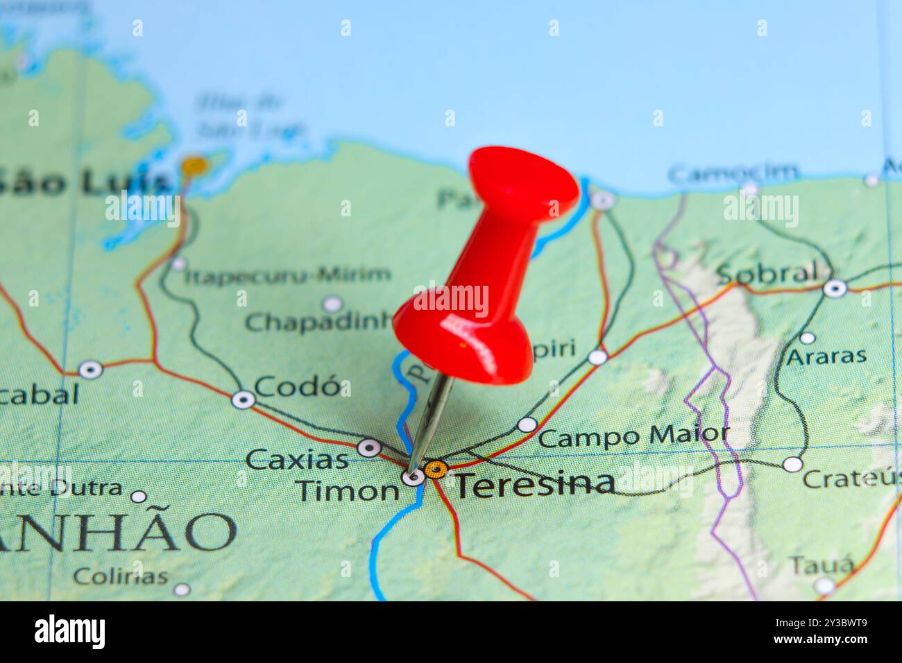 Timon, Brazil pin on map Stock Photo - Alamy