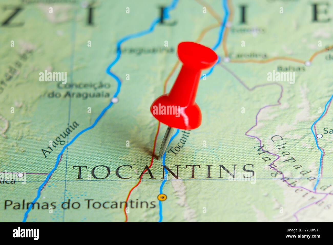 Tocantins, Brazil pin on map Stock Photo - Alamy