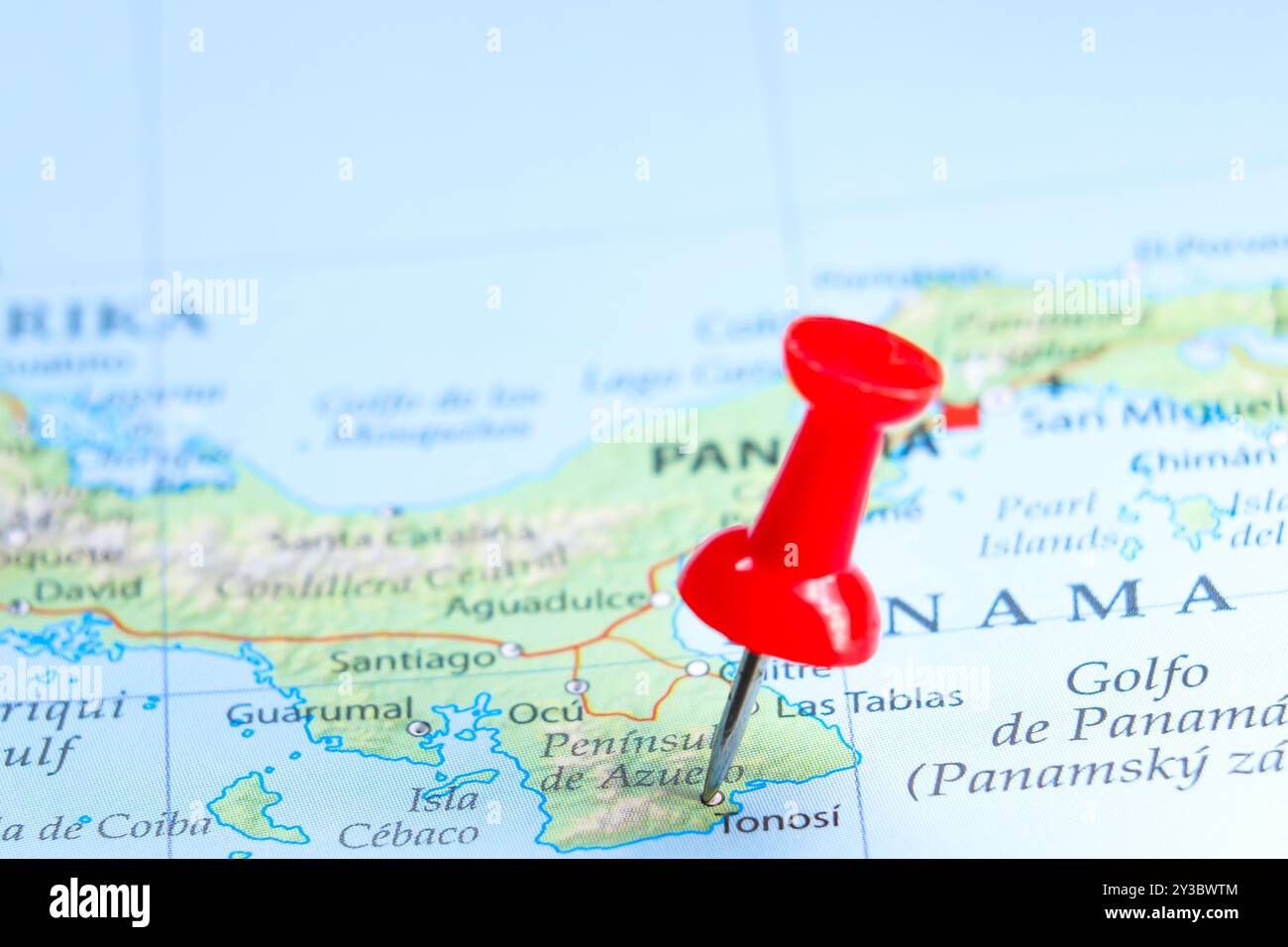 Tonosi, Panama pin on map Stock Photo - Alamy