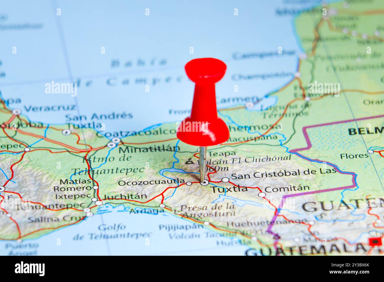 Tuxtla, Mexico pin on map Stock Photo - Alamy
