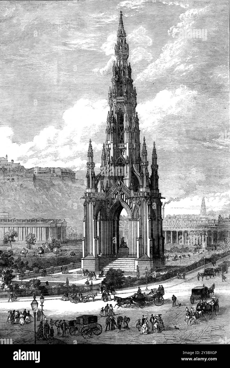The Scott Monument, Edinburgh, 1871. Victorian Gothic monument to ...