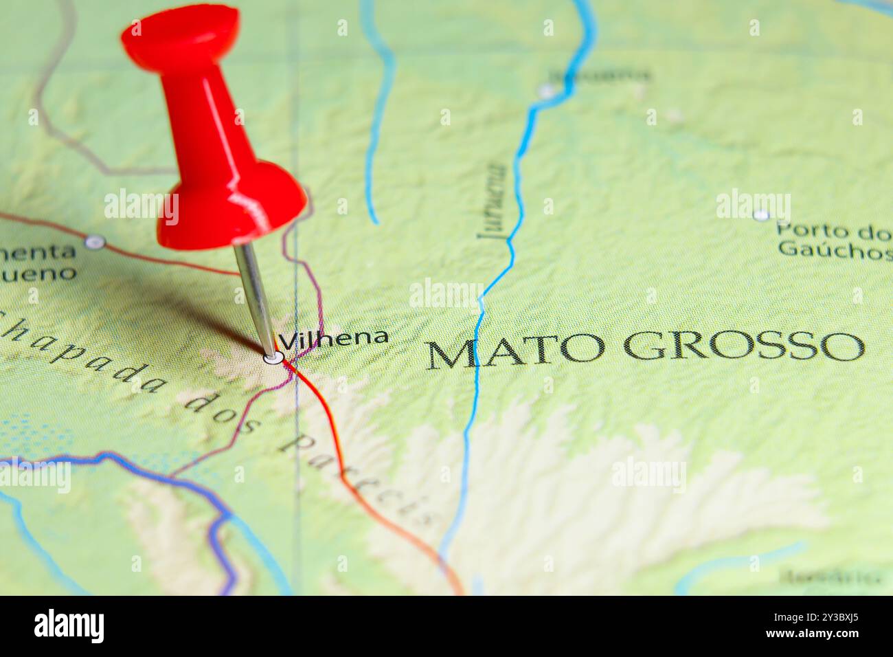 Vilhena, Mato Grosso, Brazil pin on map Stock Photo - Alamy