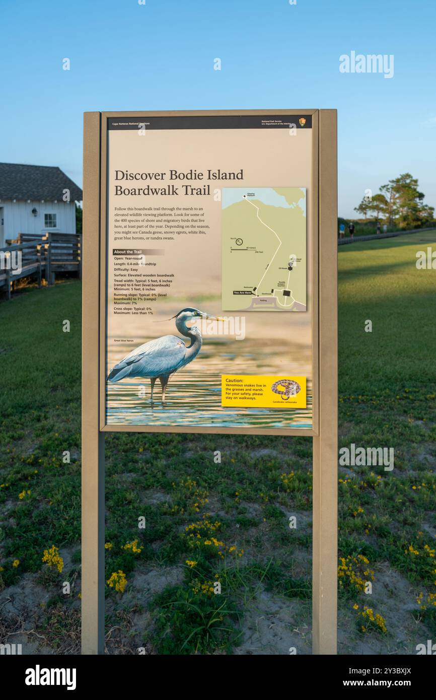 Outer Banks, North Carolina - August 31, 2024: Information sign and map ...