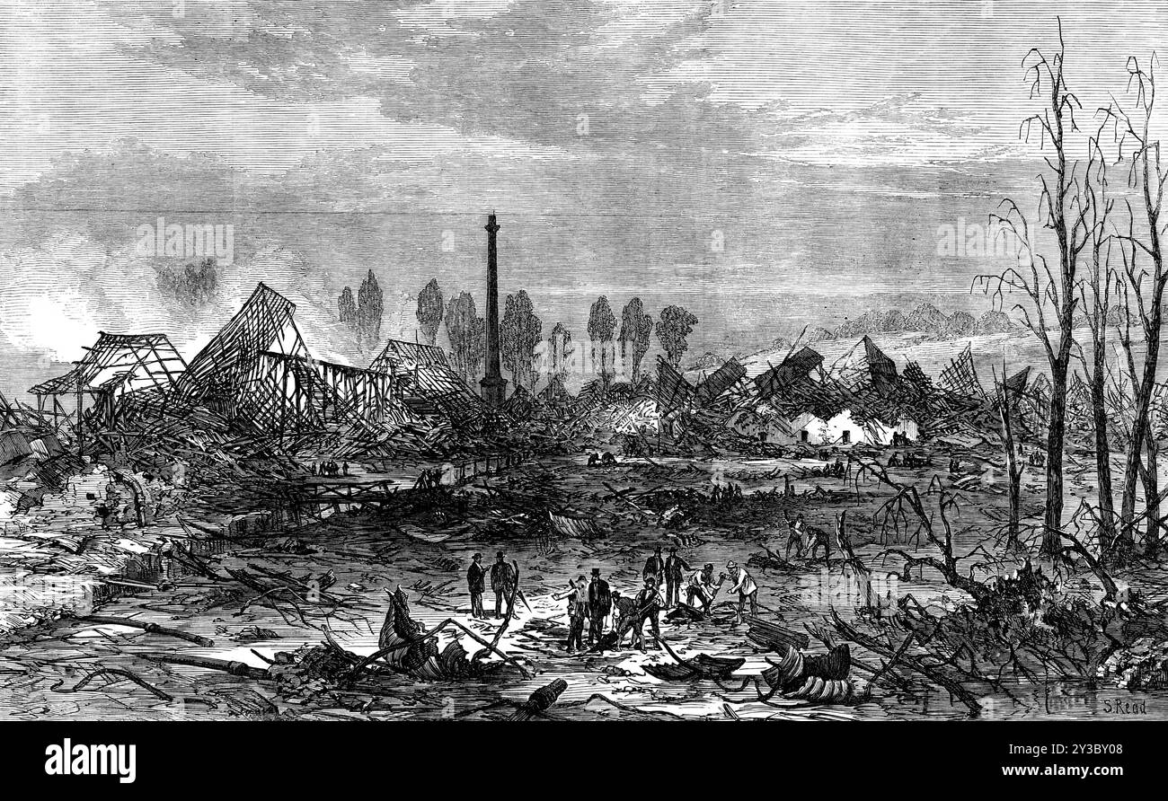 Scene of the gun-cotton explosion at Stowmarket, 1871. '...twenty-four ...