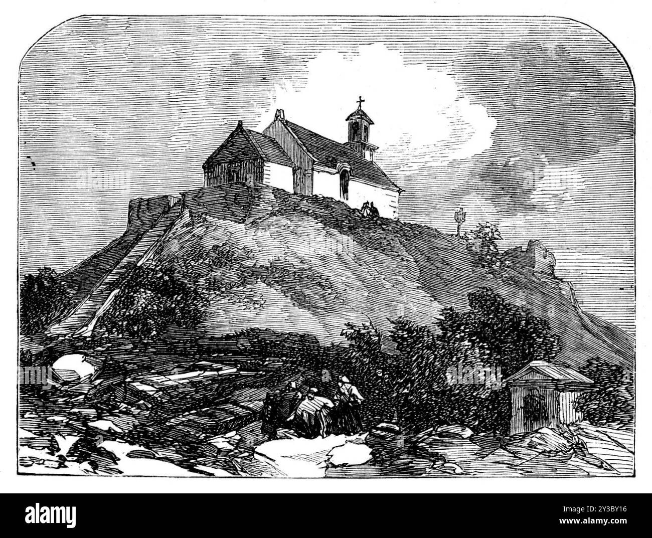 Tumulus of St. Michael's Mount, 1871. View of the Saint-Michel tumulus ...