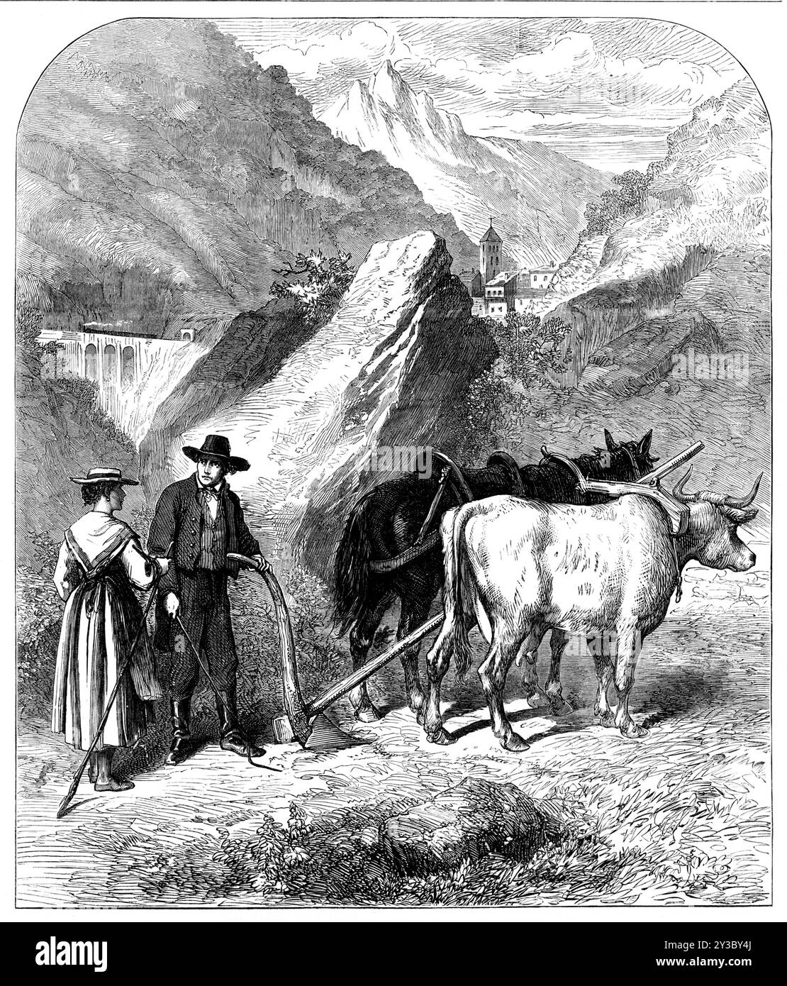 Agriculture in the Dora Valley, Mont Cenis Railway, 1871. 'View of the ...