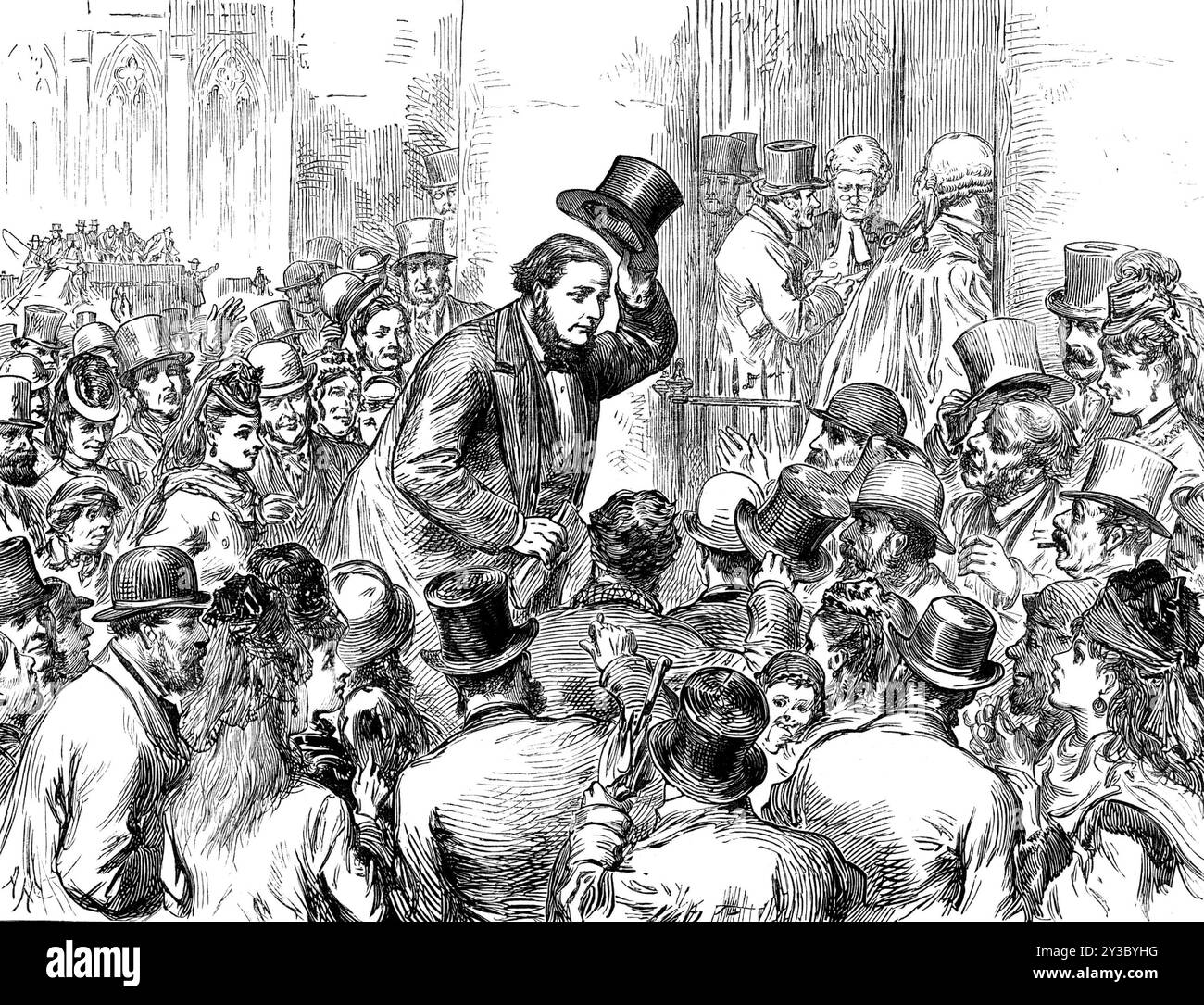 The Tichborne Trial resumed: arrival of the claimant, 1871. View of ...