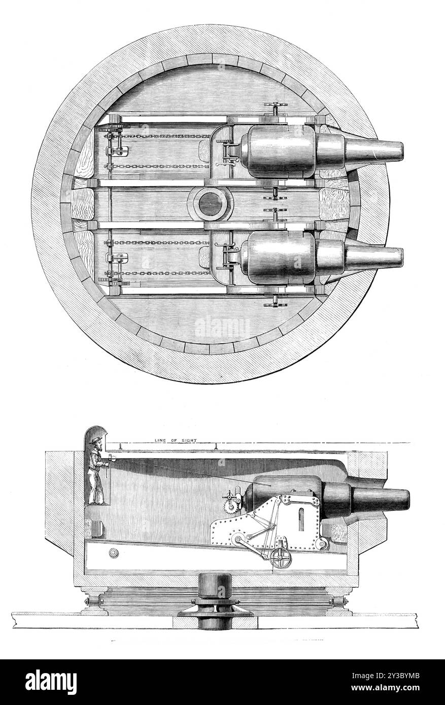 Plan and Section of Captain Scott's turret gun-carriage in the Glatton ...