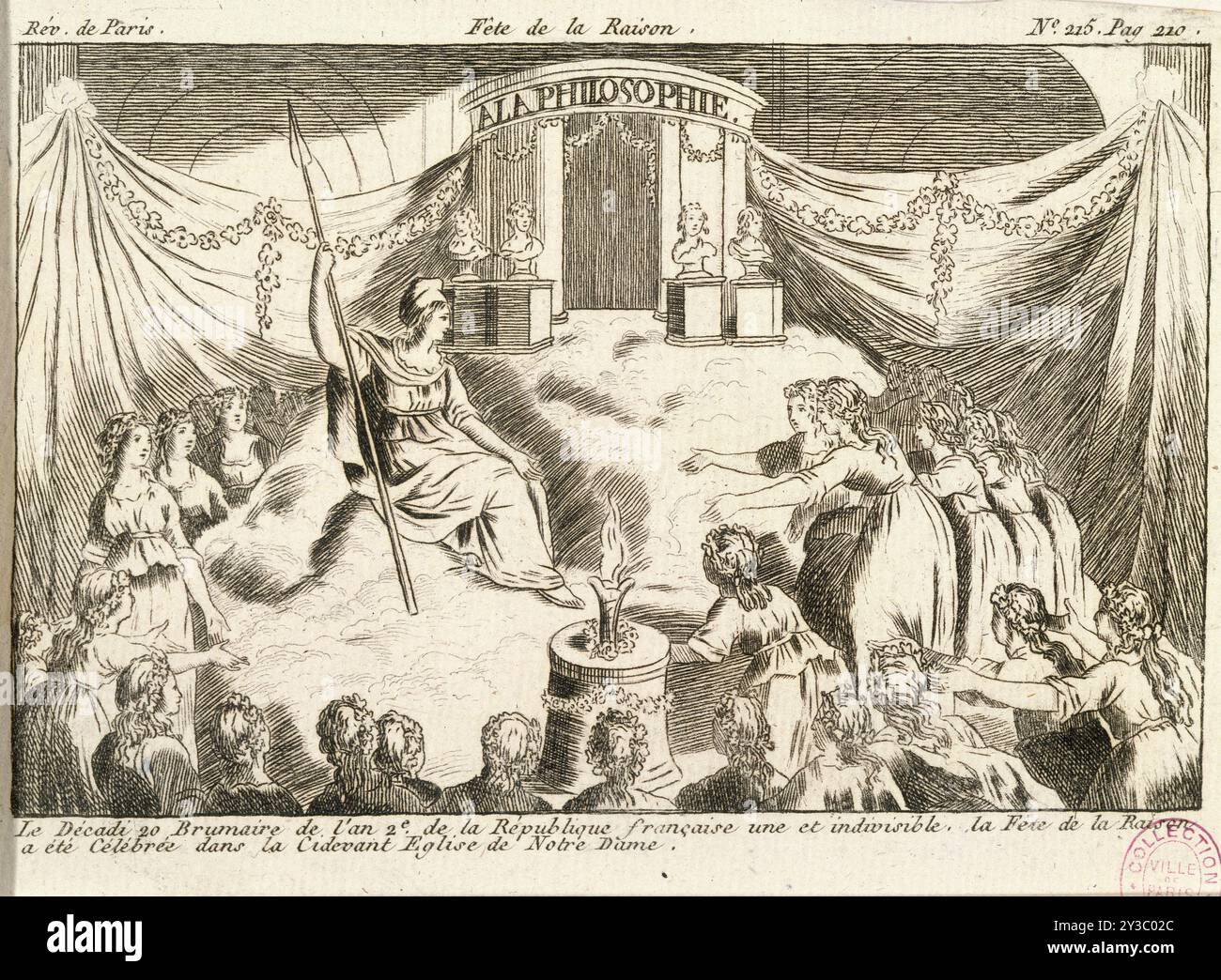 The first celebration of the Cult of Reason in Notre-Dame Cathedral on ...