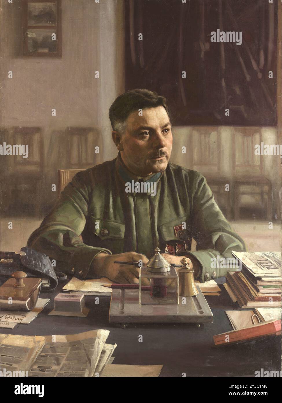 Portrait of Kliment Voroshilov (1881-1969) in his Office, 1929. Found ...