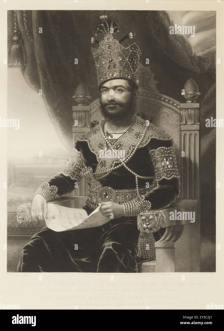 Portrait of Mohammad Shah Qajar (1810-1848). Private Collection Stock ...