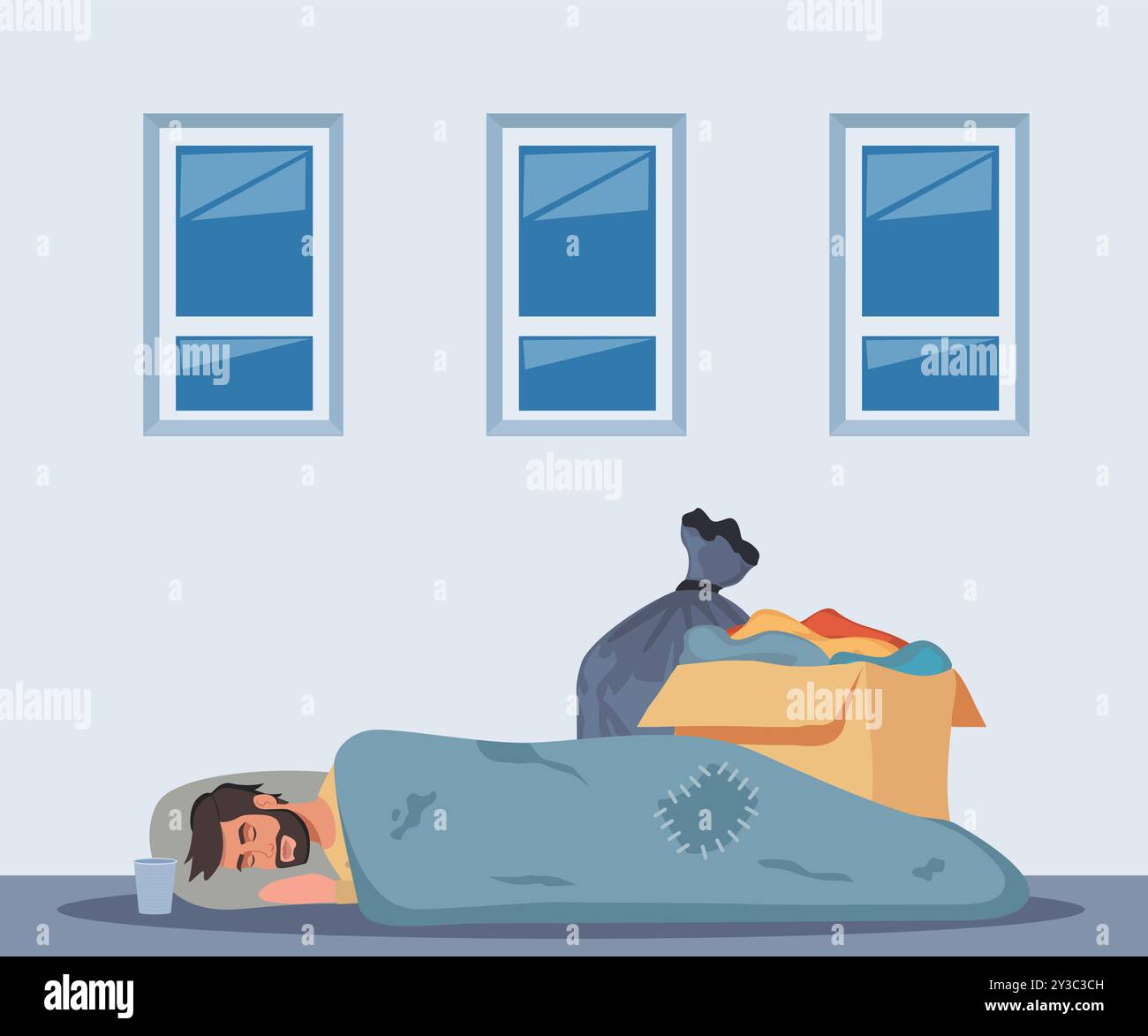 Homeless poor man sleeping on street floor, needy guy lying under ...