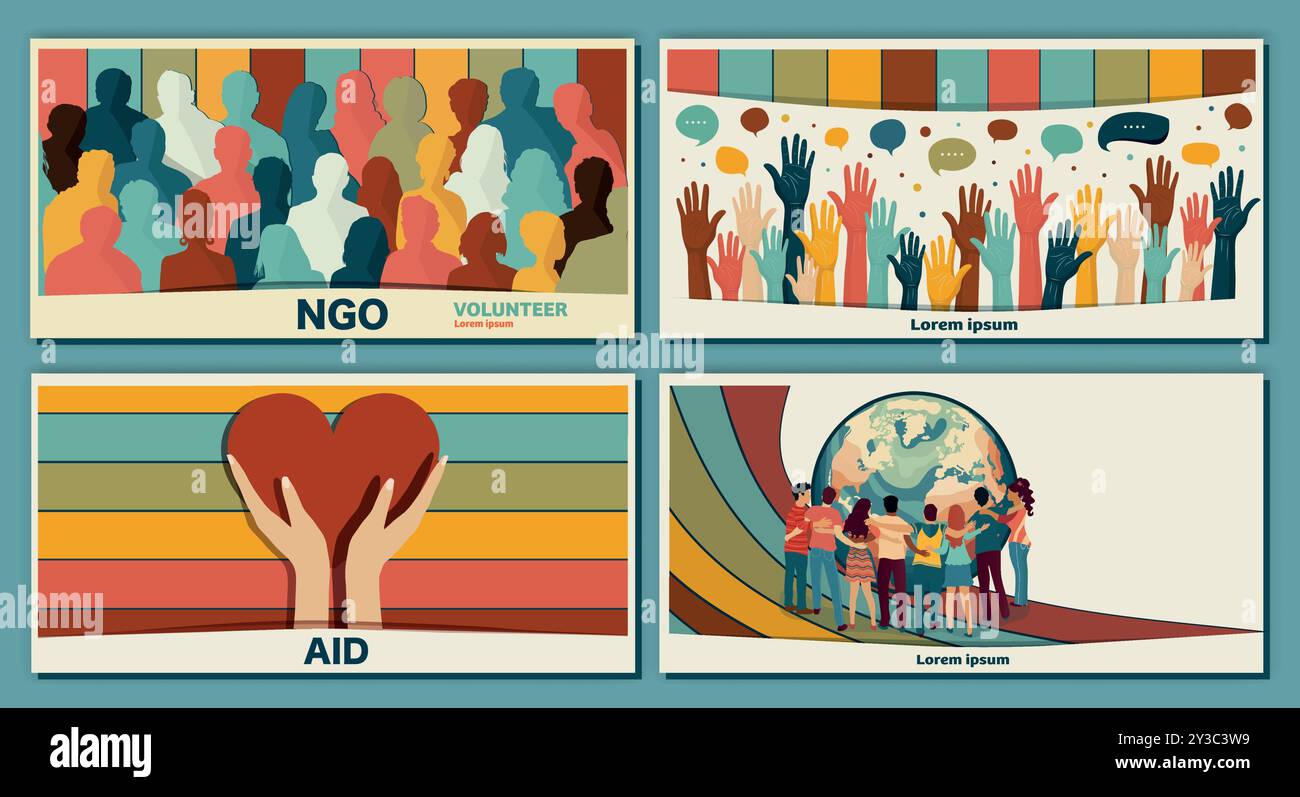 Volunteer people concept flyer brochure poster editable template ...