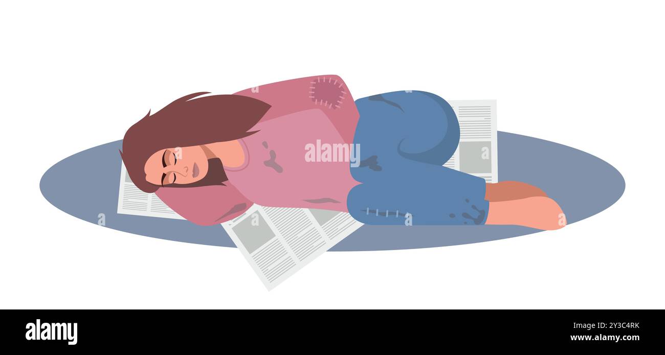 Homeless poor woman sleeping on street floor, needy girl lying on ...