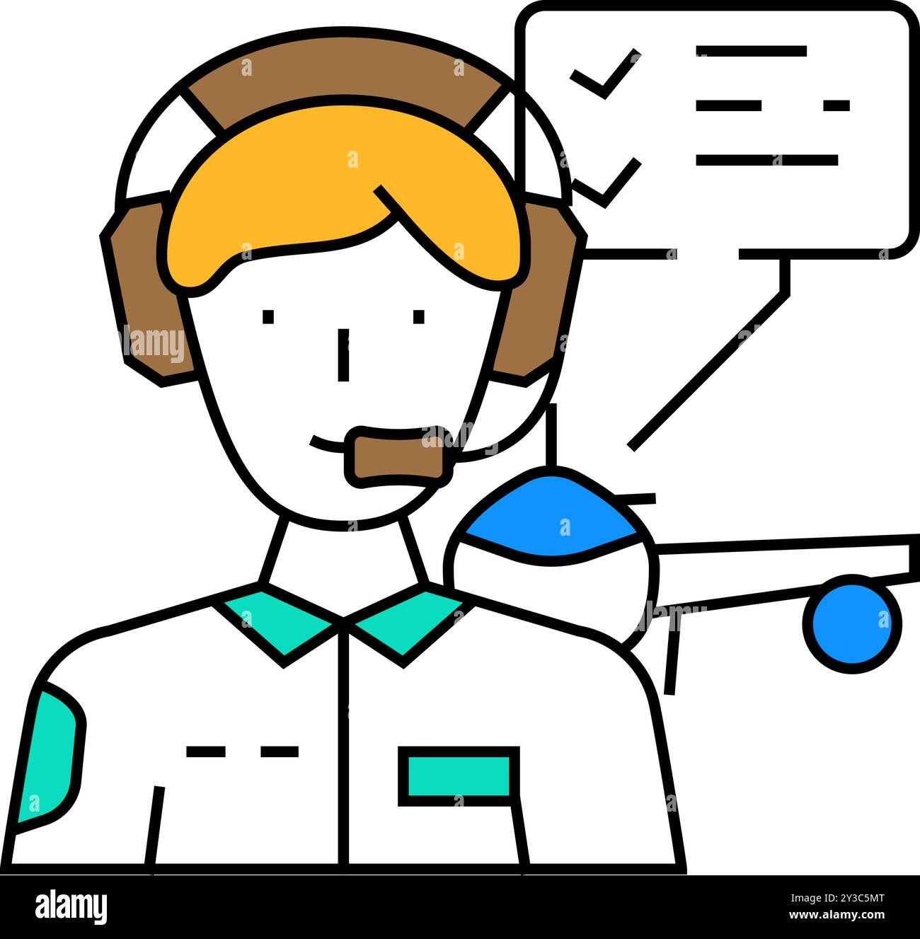 flight test engineer aeronautical engineer icon color illustration ...