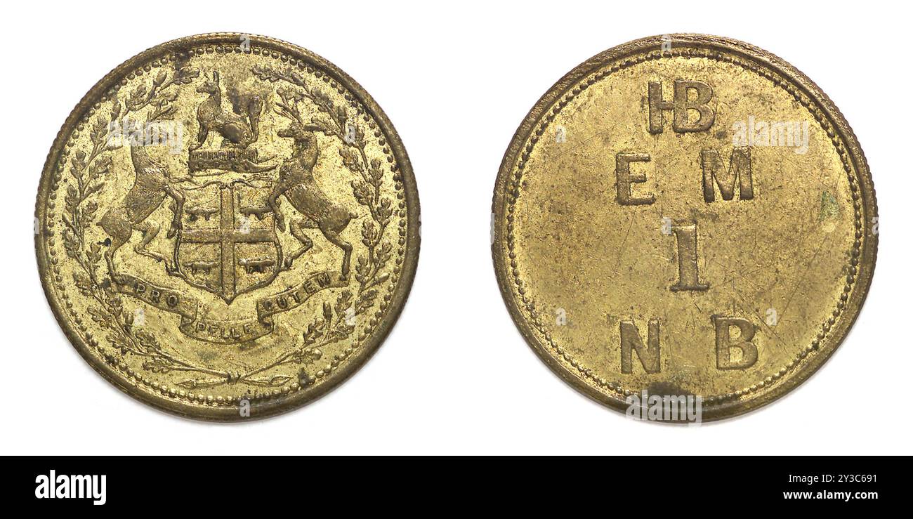 Hudson Bay Company Token, denomination one Made Beaver, c1865. Private ...