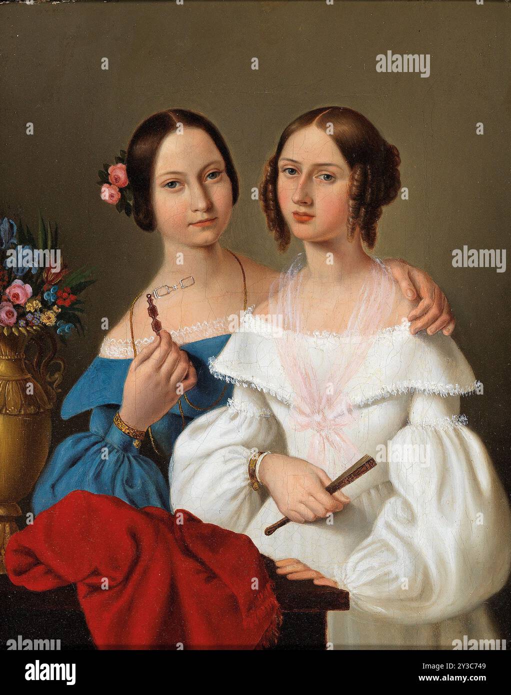 Portrait of the sisters Auguste von Luschin (1823-1912) and Caroline von Luschin (1822-1898 ...