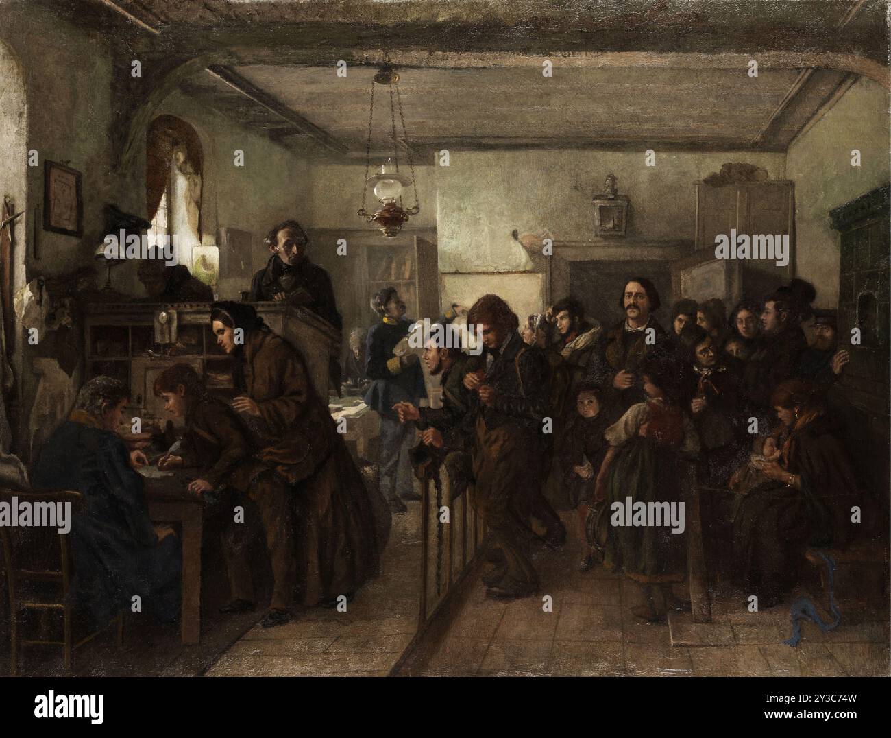 In the passport and police office before emigration, 1900s. Private ...
