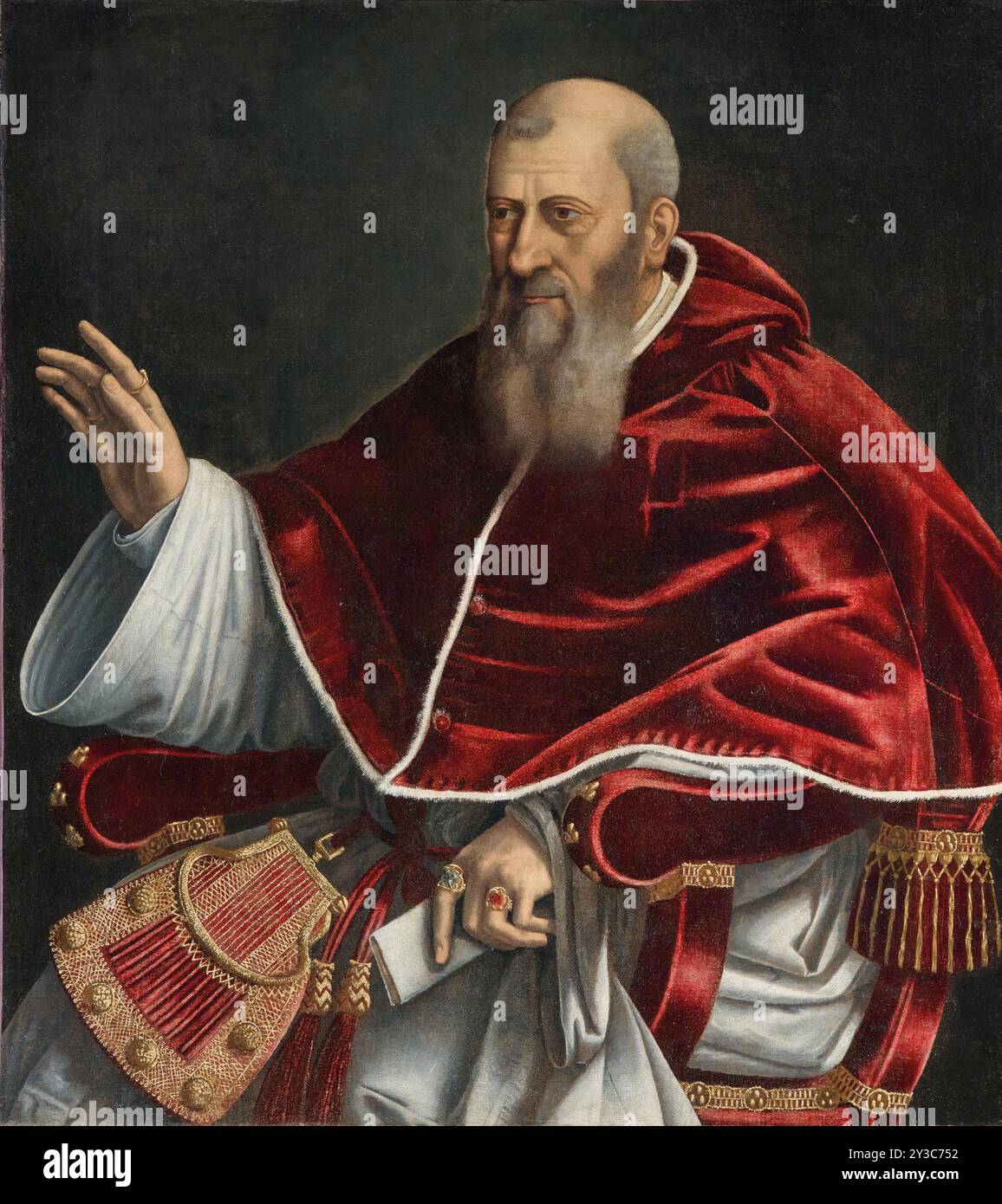 Portrait of Pope Julius III (1478-1555). Private Collection Stock Photo ...