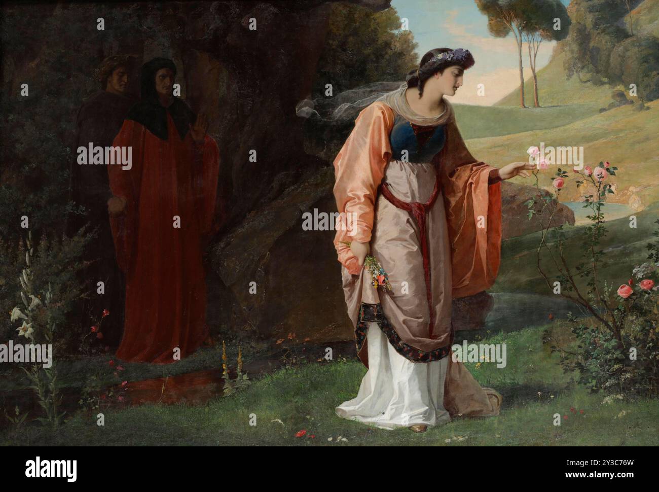 Dante and Virgil meet Matelda (Purgatorio 28), 1870. Private Collection ...