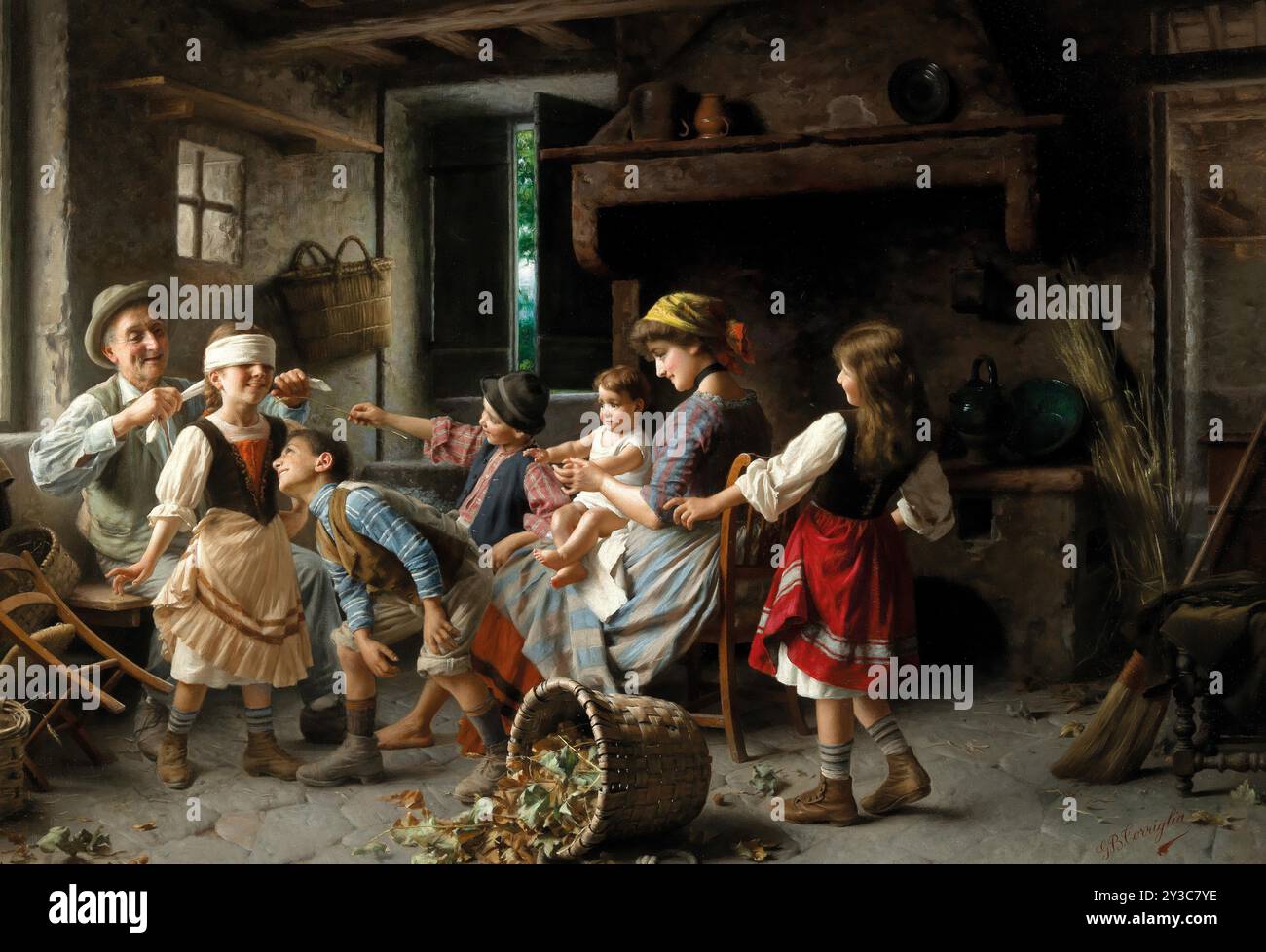 The Blind Man's Buff. Private Collection Stock Photo - Alamy