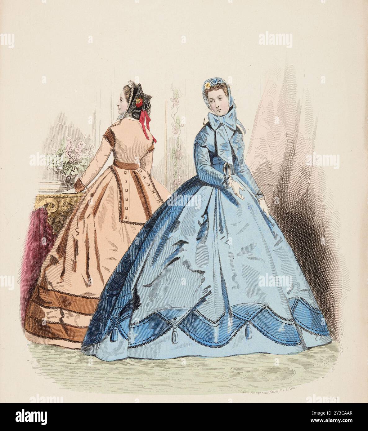 Fashion Plate - Petit Courrier des Dames 'Modes de Paris', 1866 Stock ...
