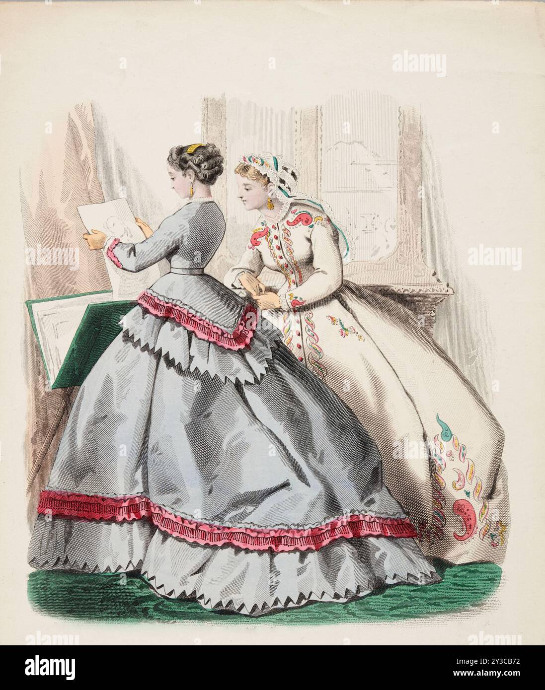 Fashion Plate - Petit Courrier des Dames 'Modes de Paris', 1866 Stock ...