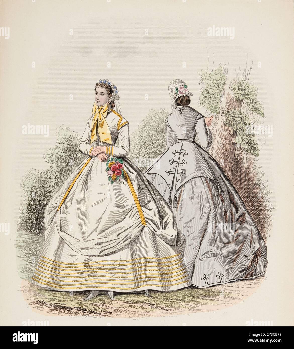 Fashion Plate - Petit Courrier des Dames 'Modes de Paris', 1866 Stock ...