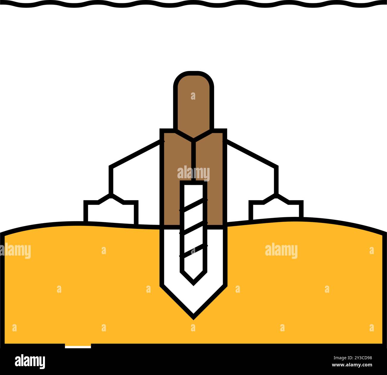 offshore drilling petroleum engineer icon color illustration Stock ...