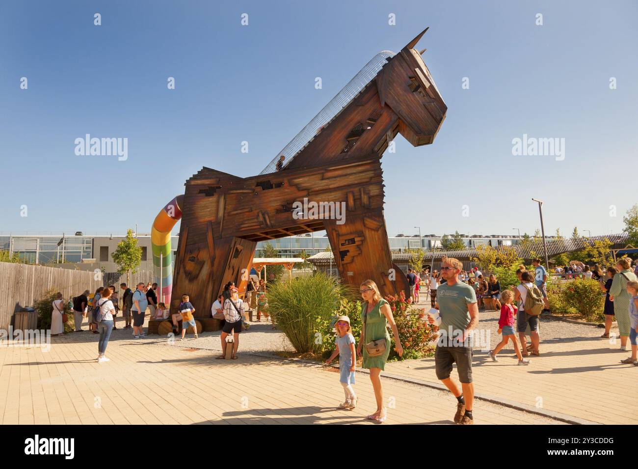 Trojan horse, accessible for children, during Cavalluna summer camp, at ...