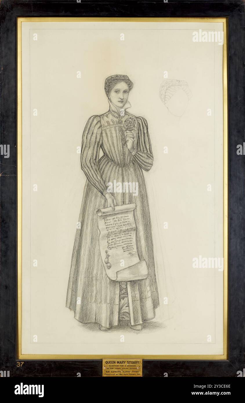 Mary, Queen of Scots, 1888-89. Design for a stained glass window ...