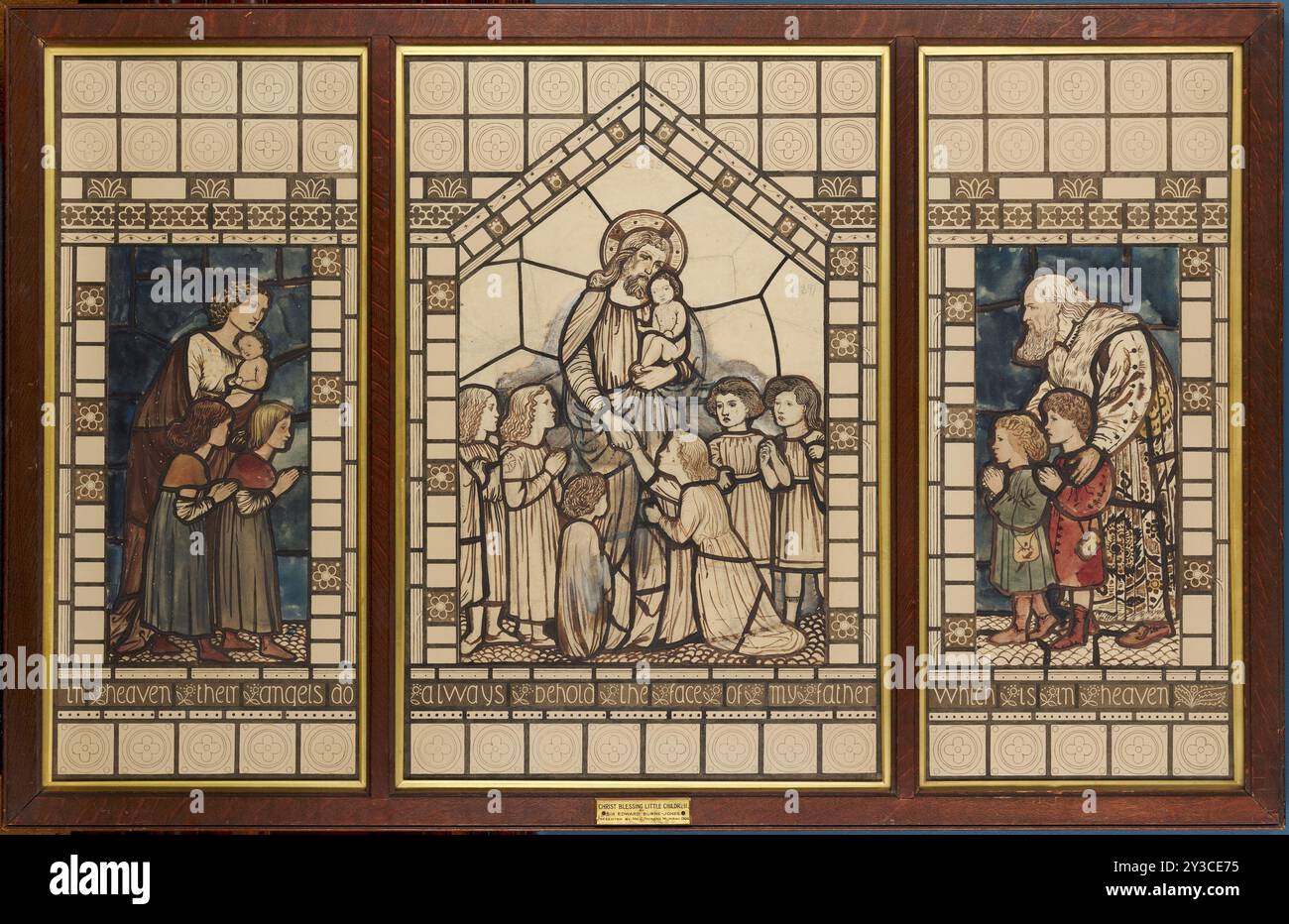 Christ Blessing Children, 1862. Design for stained glass windows Stock ...