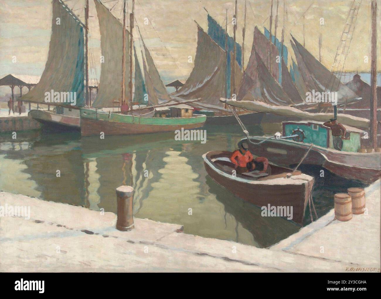 Harbour view in winter, 1928 Stock Photo - Alamy