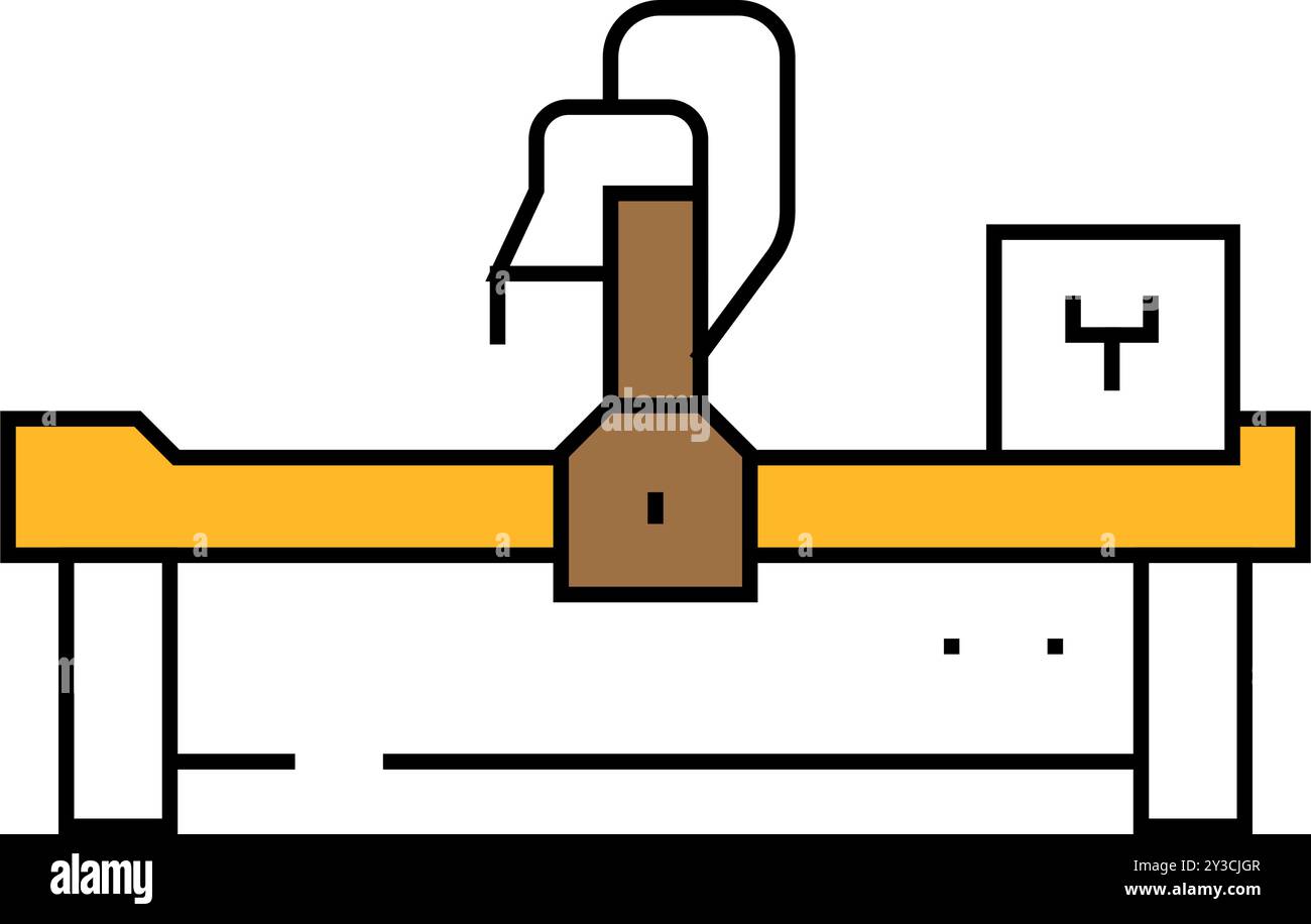 cnc machine manufacturing engineer icon color illustration Stock Vector ...