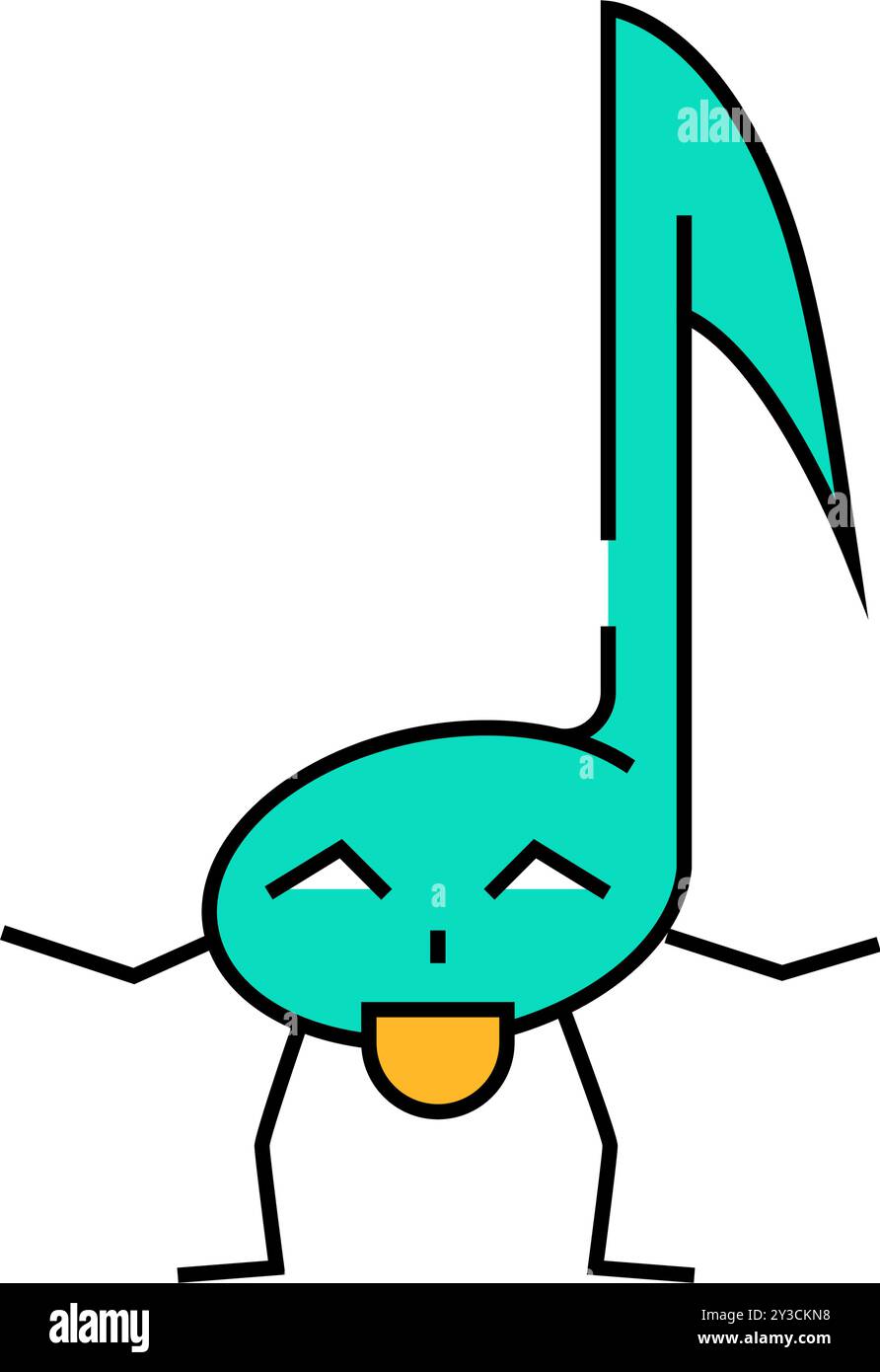 music note character retro icon color illustration Stock Vector Image ...